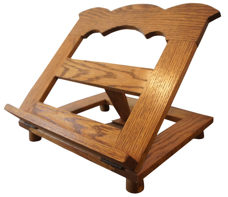 Vintage Oak Desktop Book Music Holder Library Display Stand Lectern ...