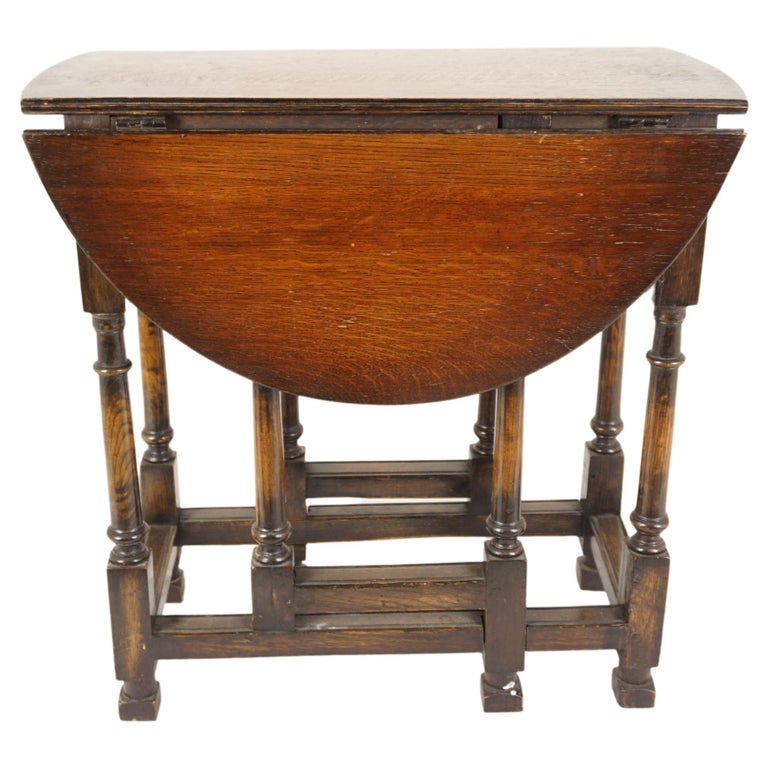 Vintage Oak Gateleg, Drop Leaf Table, End Table, Scotland 1930, H1002 ...