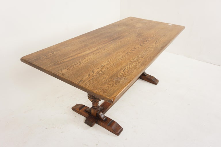 Vintage Oak Refectory, Farm House Dining Table, Scotland 1920 For Sale ...