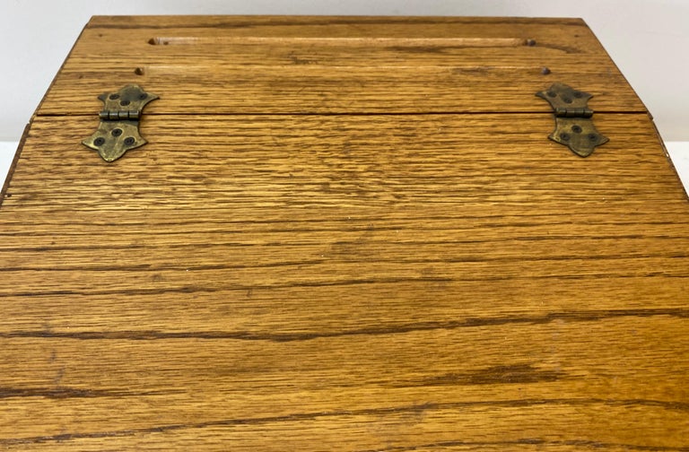 Vintage Oak Slant / Lift Top Travel Desk / Laptop Desk, C.1930 For Sale ...