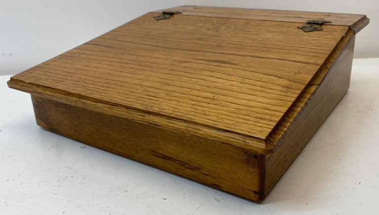 Vintage Oak Slant / Lift Top Travel Desk / Laptop Desk, C.1930 For Sale ...
