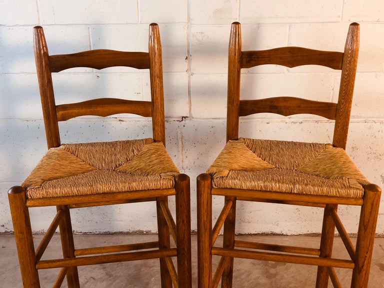 Vintage Oakwood Bar Stool with Rush Seats, Pair at 1stDibs | oakwood ...