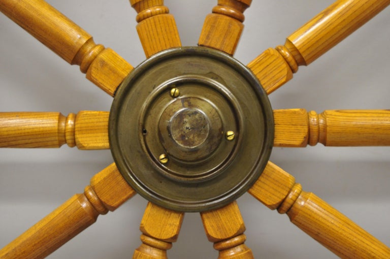 Vintage Oak Wood and Brass, Nautical Captains Ship Wheel at 1stDibs