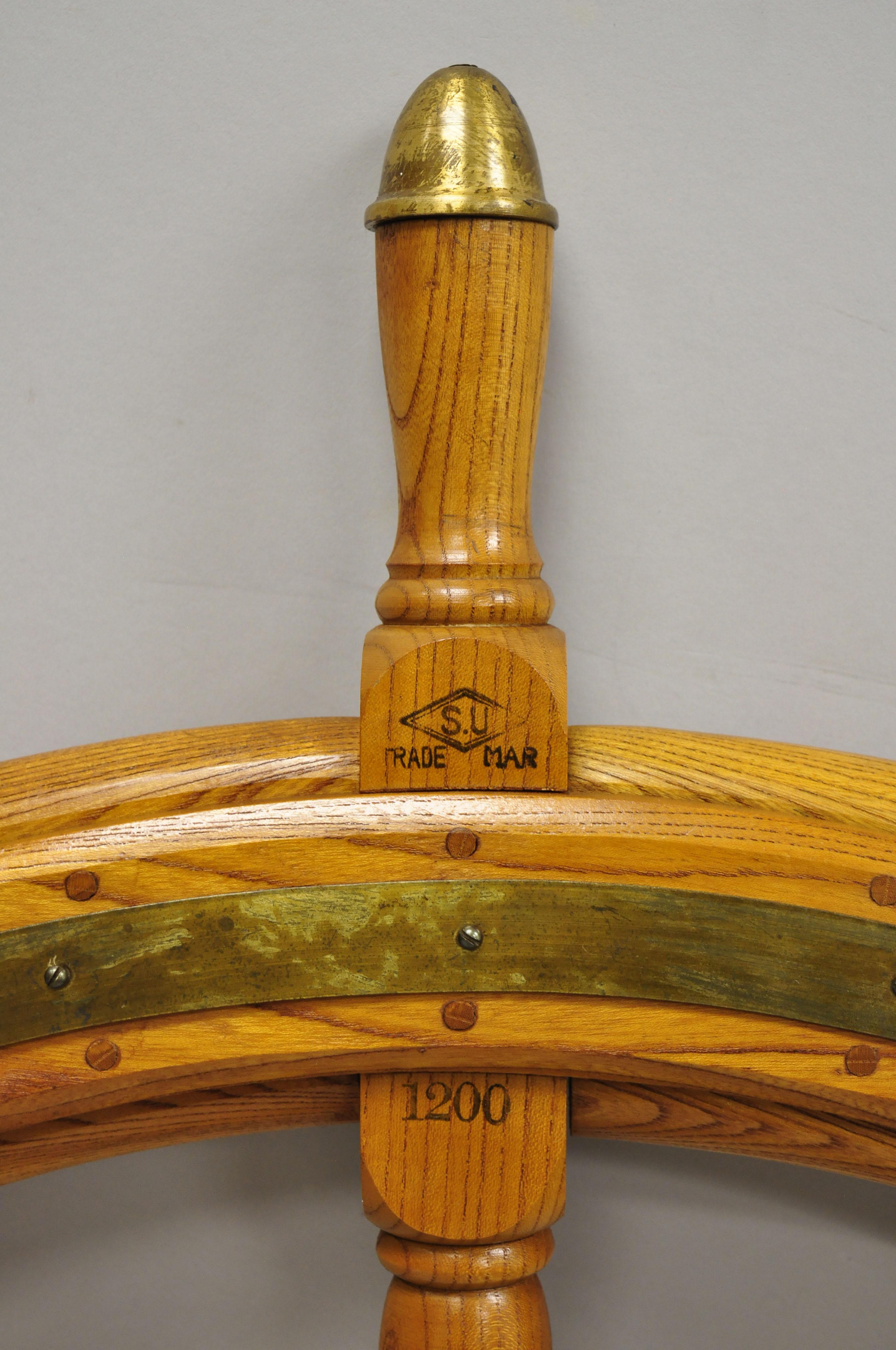 Vintage Oak Wood and Brass, Nautical Captains Ship Wheel at 1stDibs