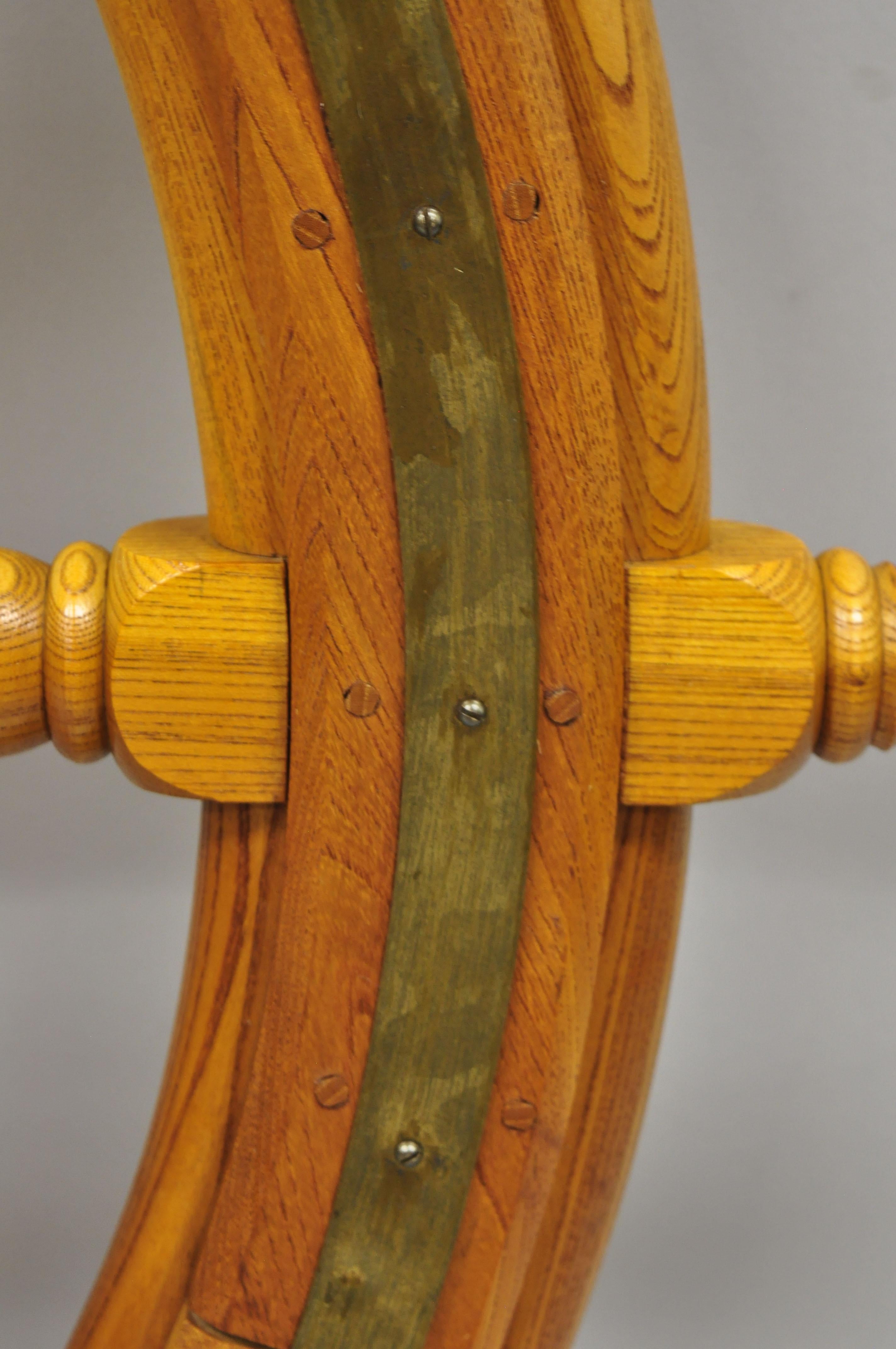 Vintage Oak Wood and Brass, Nautical Captains Ship Wheel at 1stDibs