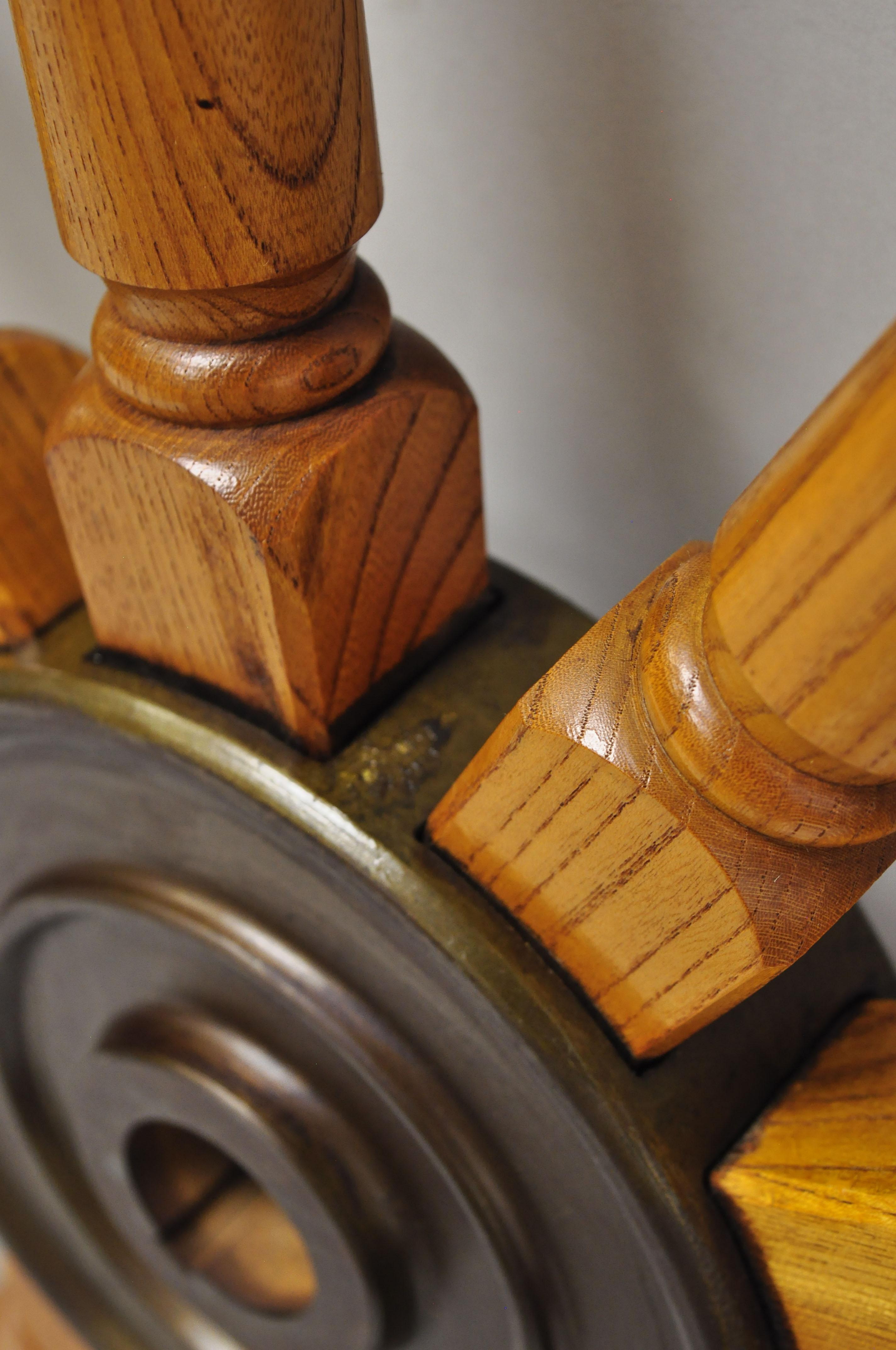 Vintage Oak Wood and Brass, Nautical Captains Ship Wheel at 1stDibs