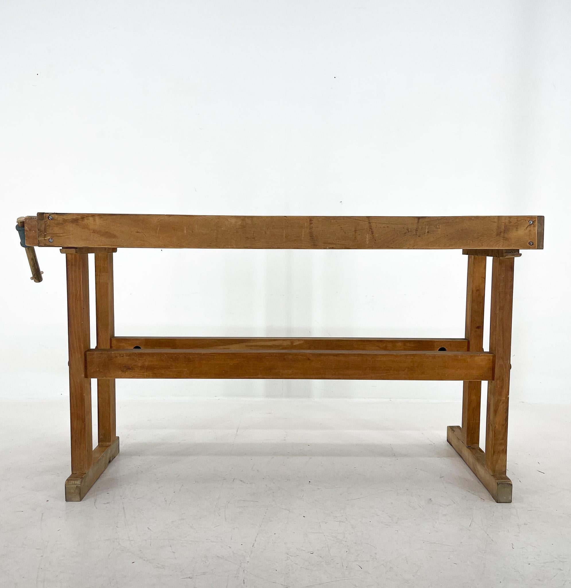 Vintage Oak Work Bench, Czechoslovakia, 1950's For Sale at 1stDibs