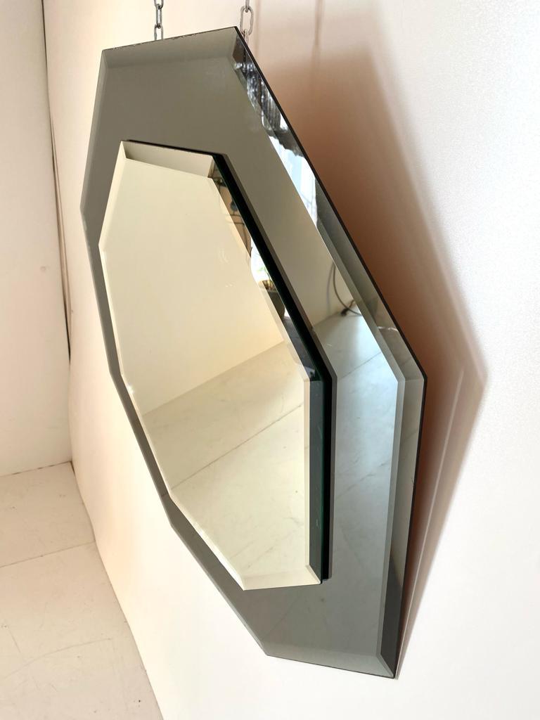 Vintage octagonal mirror in beveled glass, Italy 1960s For Sale at 1stDibs