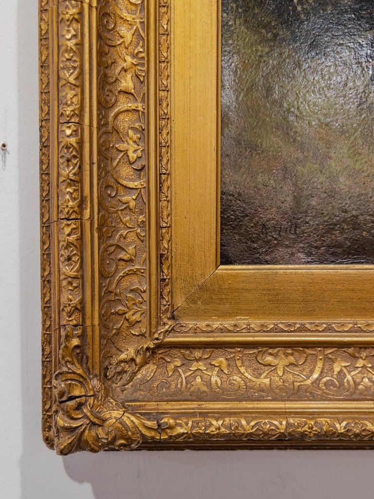 Vintage Oil Painting Entitled “Highland River” by Aaron Gill in a Gilt ...