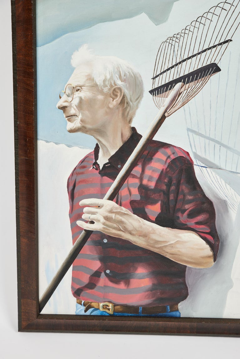 Vintage Oil Painting of a Man Holding a Rake For Sale at 1stDibs | rake ...