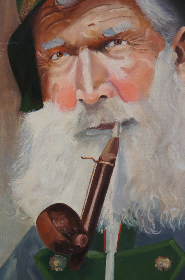 Vintage Oil Painting on Canvas Portrait of an Old German Man P ...