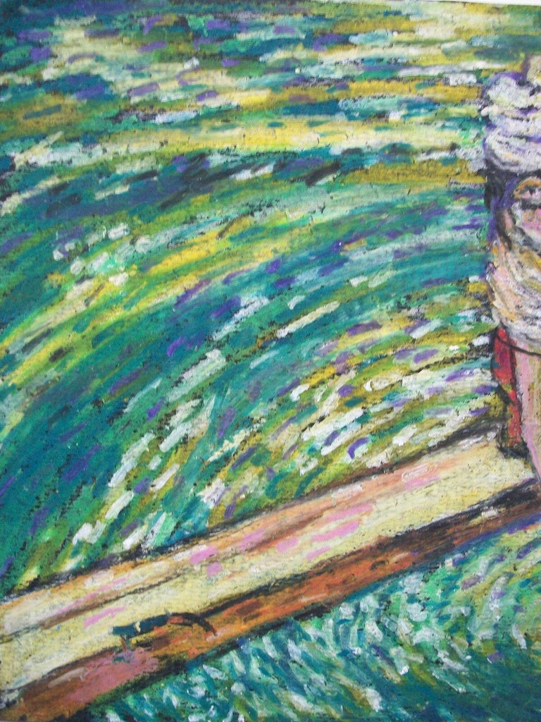 AUNG KHIN - Impressionist Oil Pastel Drawing - Unsigned - Myanmar - 20th Century For Sale at 1stDibs