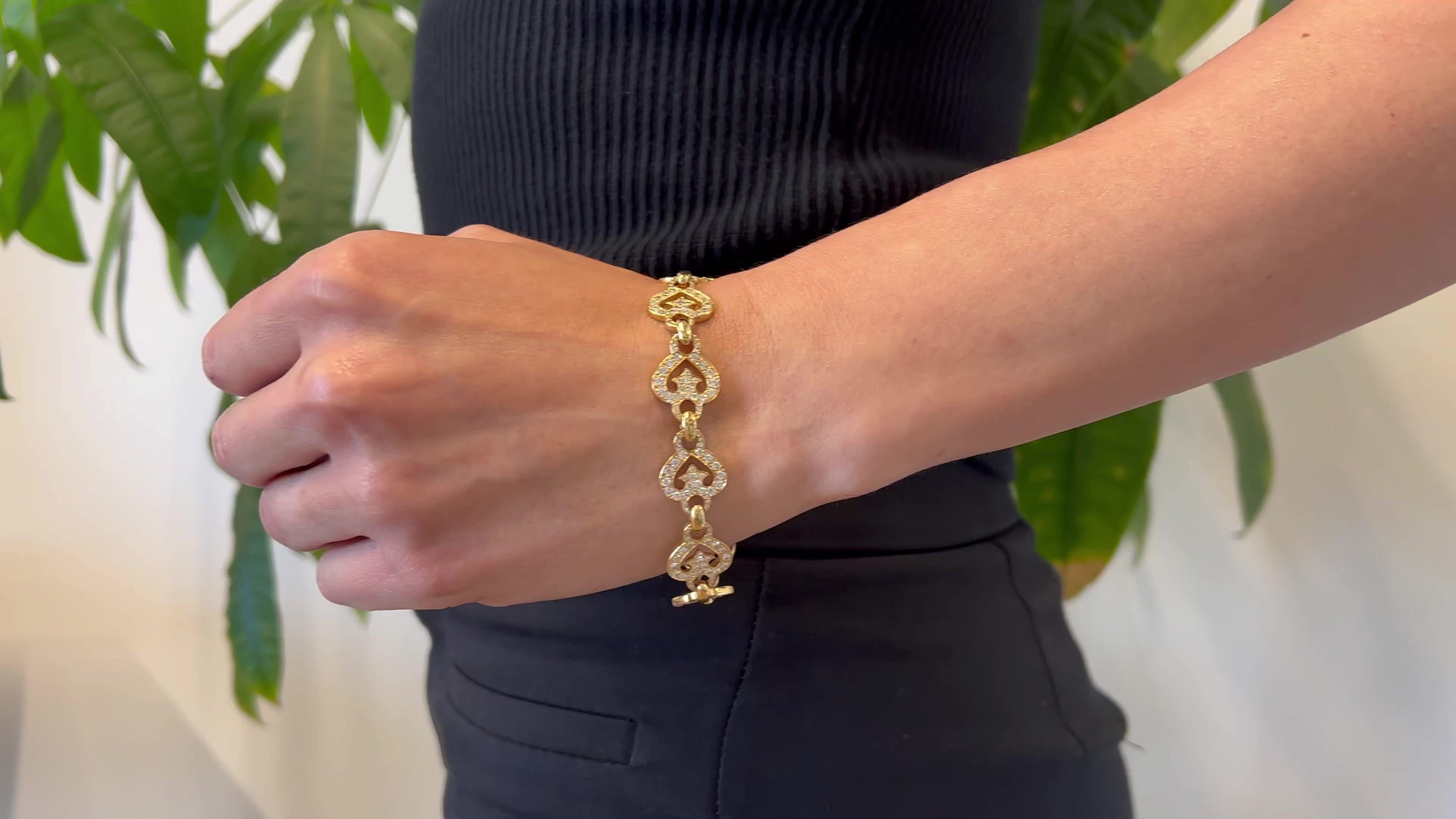 Vintage OJ Perrin French Diamond 18k Yellow Gold Légendes Link Bracelet ...