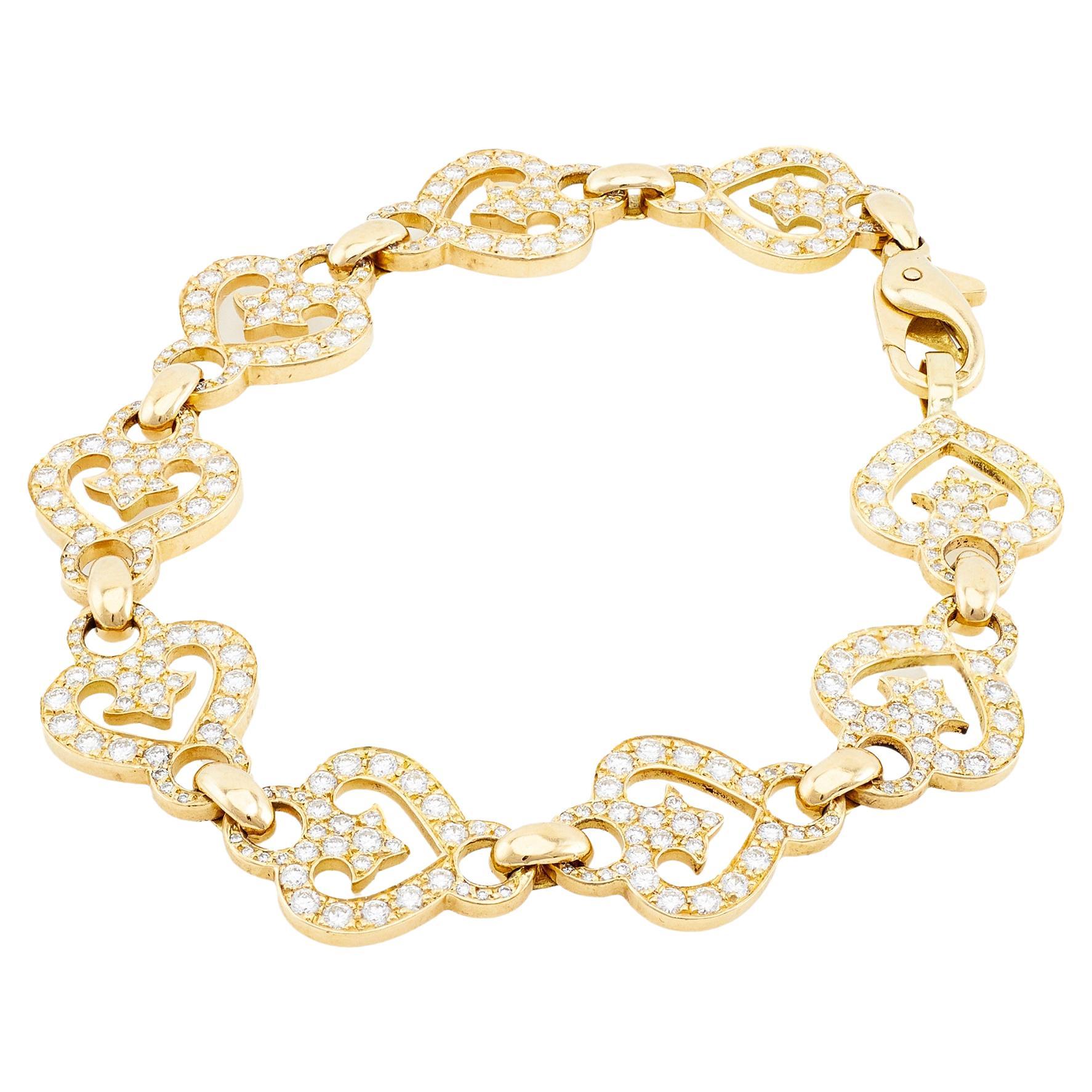 Vintage OJ Perrin French Diamond 18k Yellow Gold Légendes Link Bracelet ...