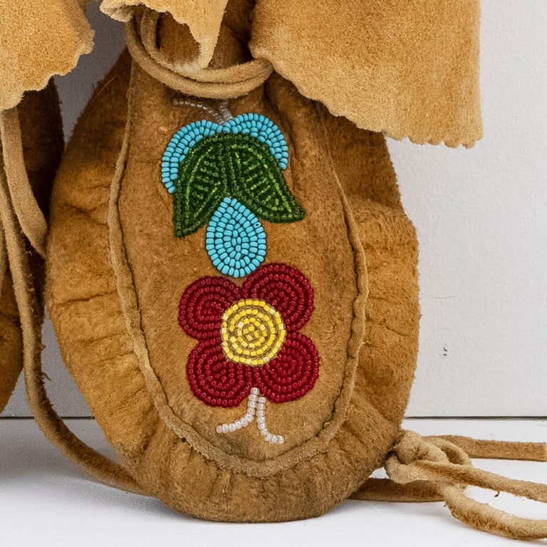Vintage Ojibwe Beaded Moose Skin Moccasins, 1950s Leather First Nation ...