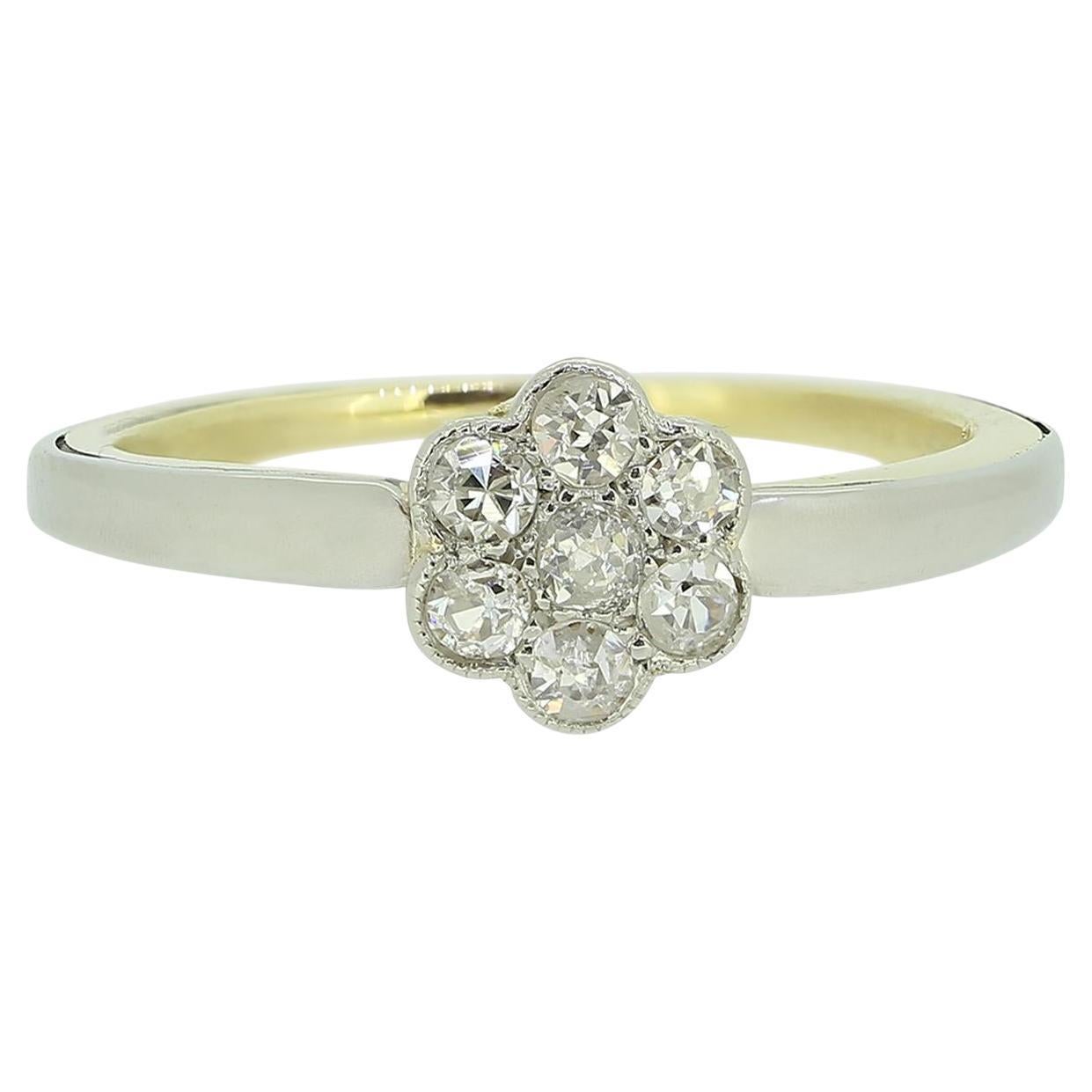 Vintage Old Cut Diamond Cluster Ring For Sale at 1stDibs