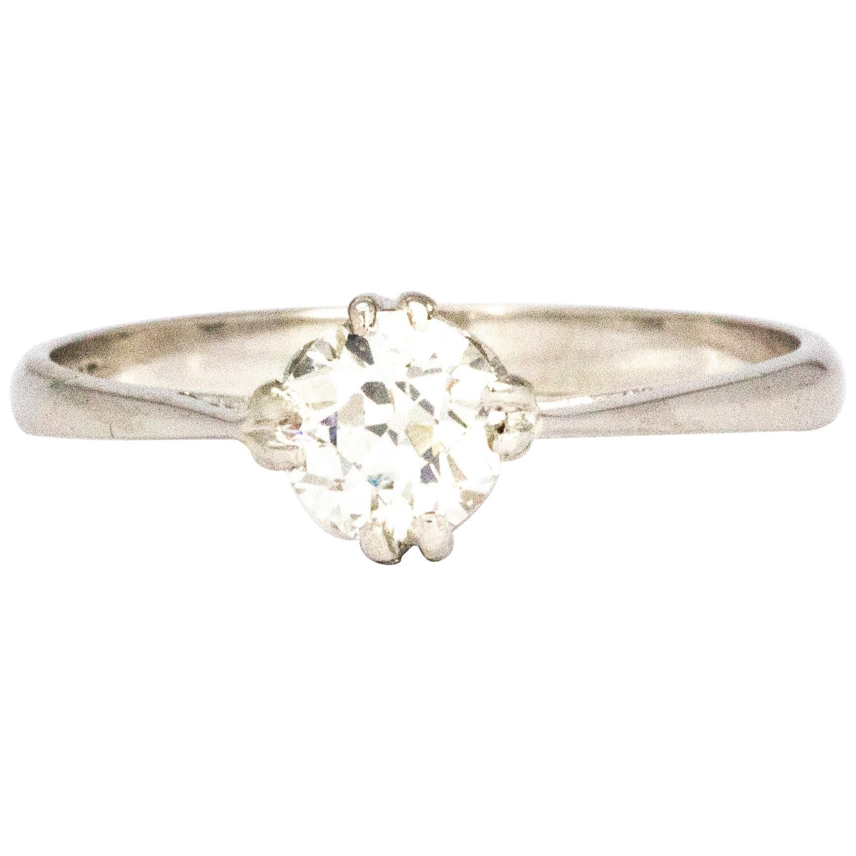 Vintage Old European Cut Diamond and Platinum Solitaire Ring For Sale ...