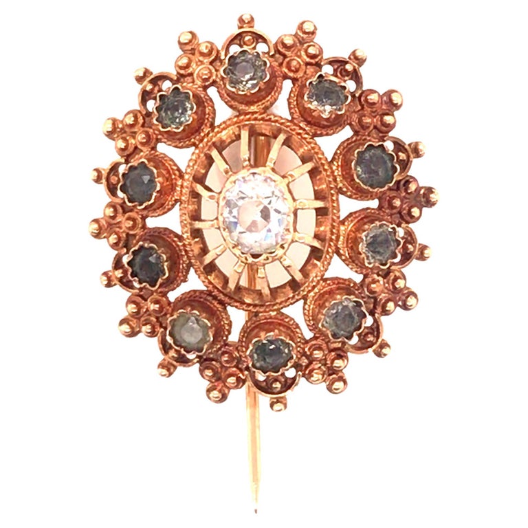 Vintage Old Mine White Sapphire Beryl Pin Brooch 1.90ct 14K Victorian ...