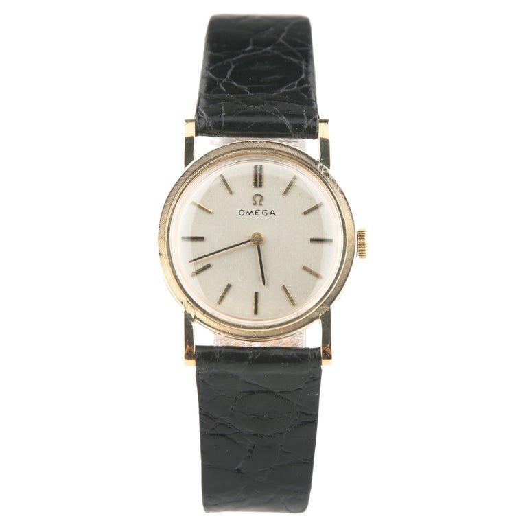 Vintage Omega 14k Yellow Gold Hand-Winding Mechanical Watch w/ Leather ...