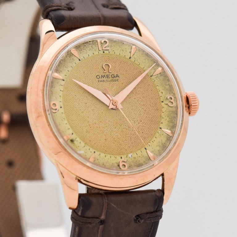 Vintage Omega 18 Karat Rose Gold Watch, 1951 For Sale at 1stDibs