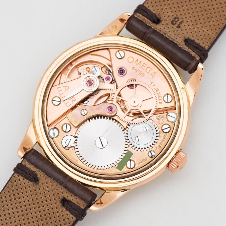 Vintage Omega 18 Karat Rose Gold Watch, 1951 For Sale at 1stDibs