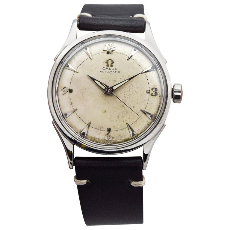 Vintage Omega Automatic Stainless Steel Watch, 1951 at 1stDibs