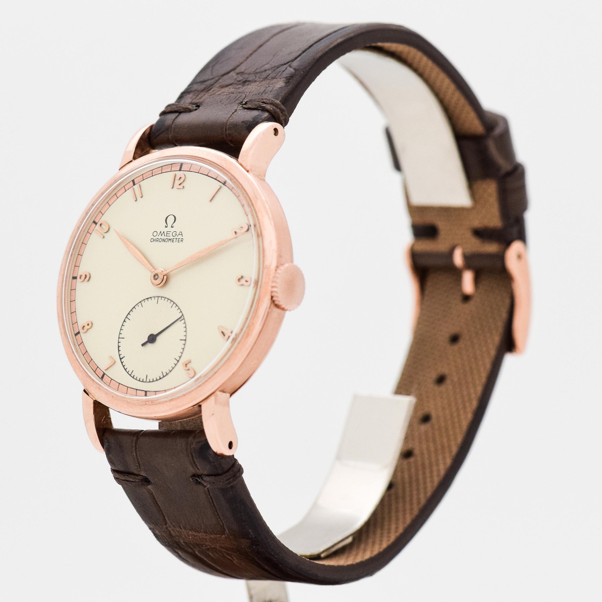 Vintage Omega Chronometer 14 Karat Rose Gold Watch, 1942 For Sale at ...