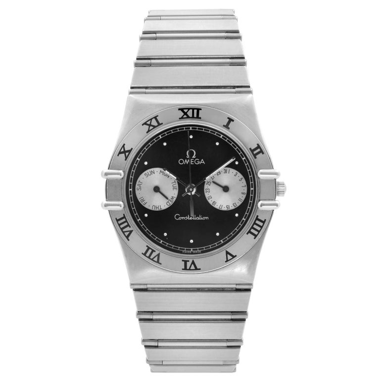 Vintage Omega Constellation Steel Day-Date Black Dial Mens Watch 396. ...