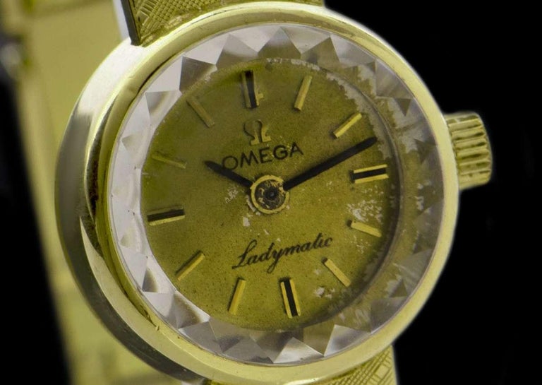 Vintage Omega Ladymatic Women's 18k Yellow Gold Champagne Dial For Sale ...