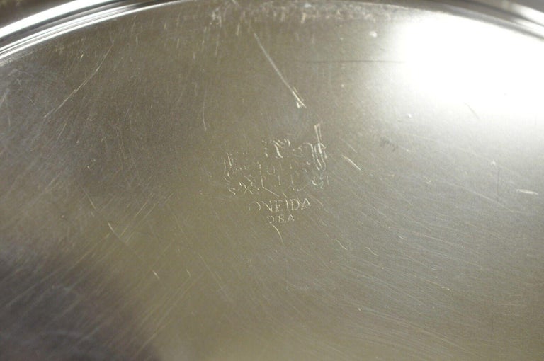 Vintage Oneida Round Silver Plate Serving Tray Platter Dish at 1stDibs