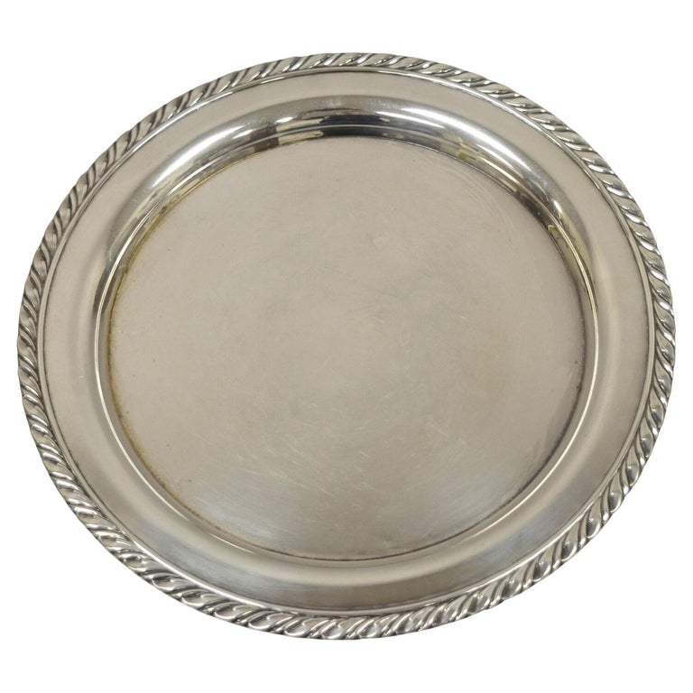 Vintage Oneida Round Silver Plate Serving Tray Platter Dish at 1stDibs