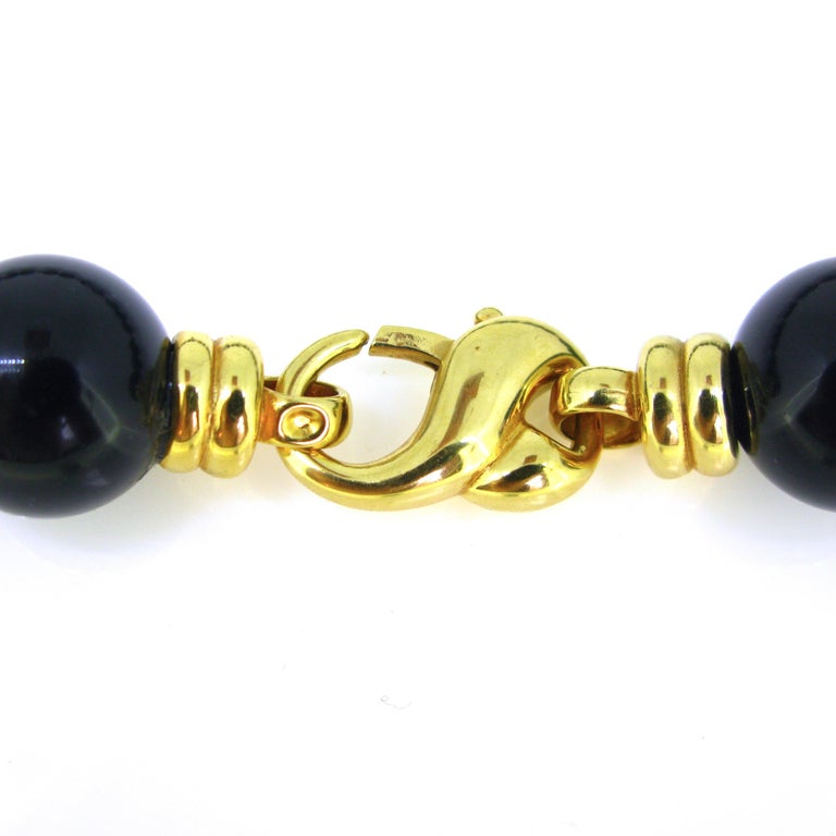 Vintage Onyx Beads and Ruby Necklace at 1stDibs