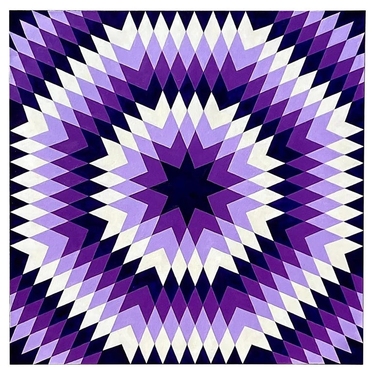 Vintage Op Art Geometric Signed Original Oil Painting 1969 For Sale at ...