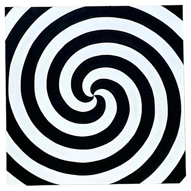 Vintage Op Art Swirl Signed Original Oil Painting 1969 For Sale at 1stDibs