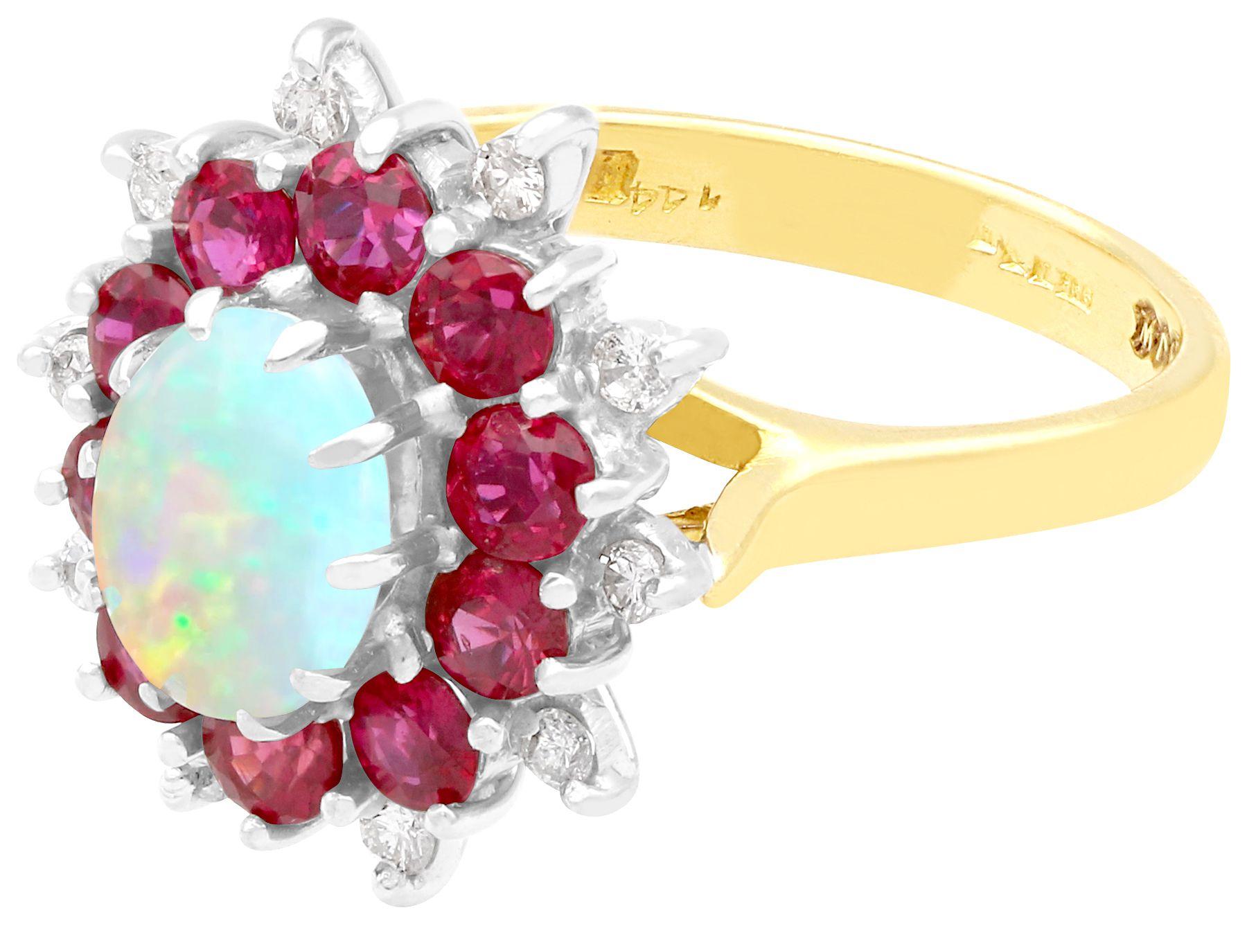 Vintage Opal 1.10 Carat Ruby and Diamond Yellow Gold Cocktail Ring For Sale at 1stDibs | opal ...