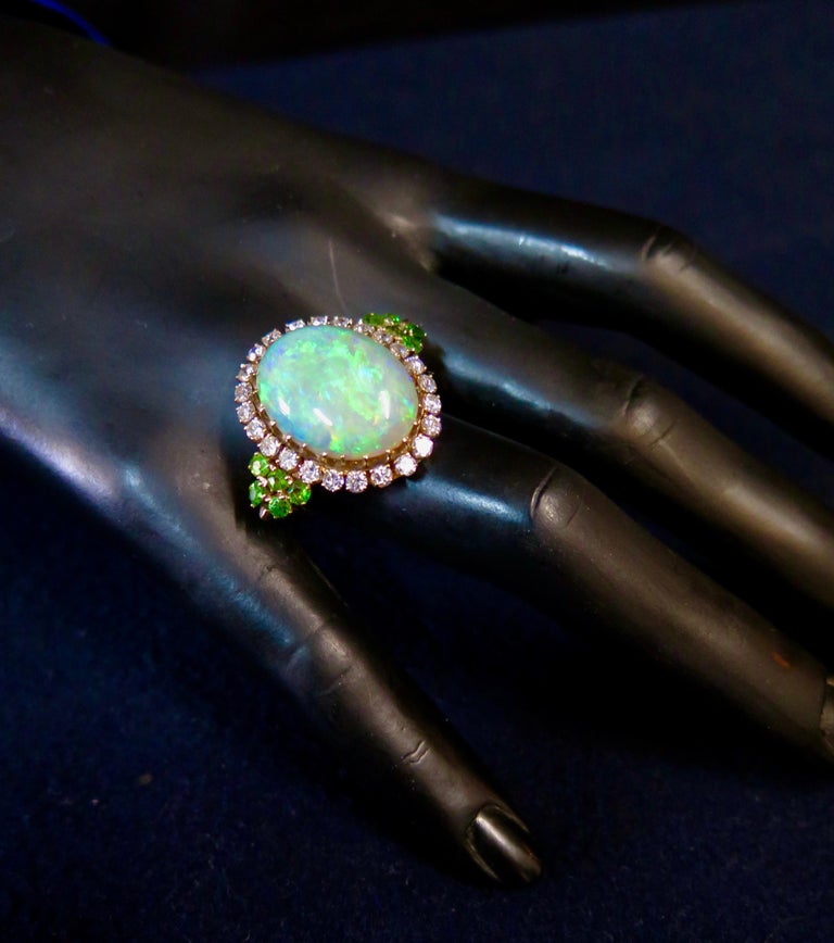 Vintage Opal, Diamond and Peridot Ring at 1stDibs