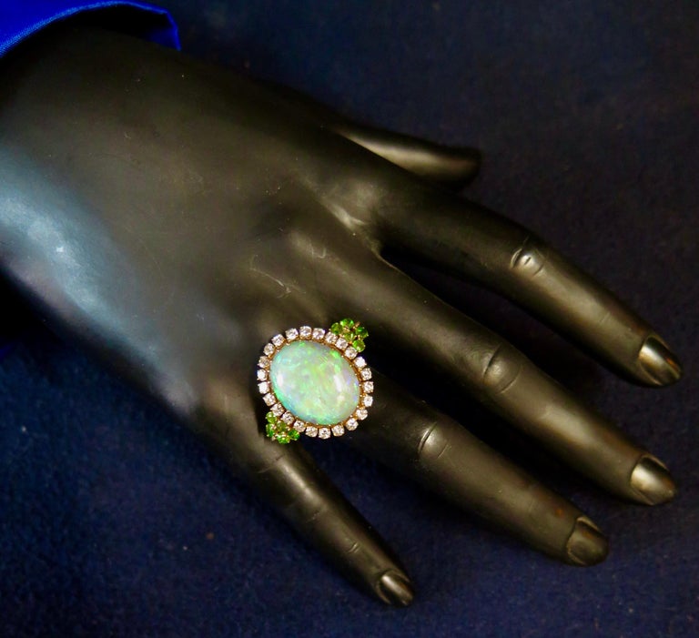 Vintage Opal, Diamond and Peridot Ring at 1stDibs