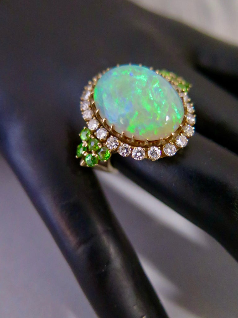 Vintage Opal, Diamond and Peridot Ring at 1stDibs
