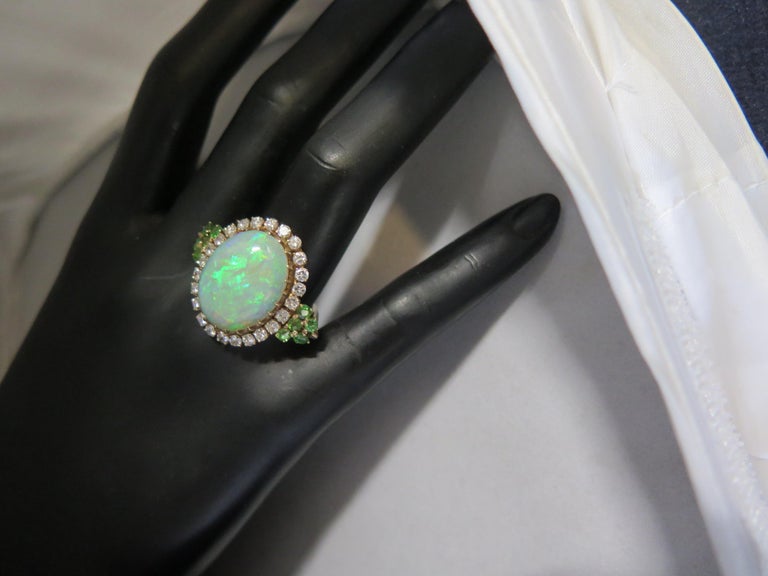 Vintage Opal, Diamond and Peridot Ring at 1stDibs