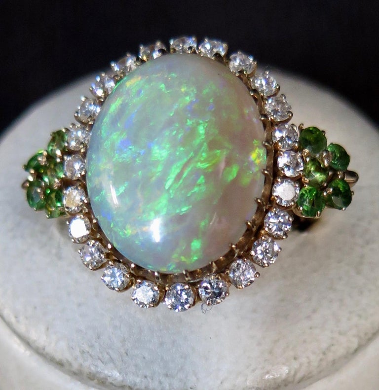 Vintage Opal, Diamond and Peridot Ring at 1stDibs