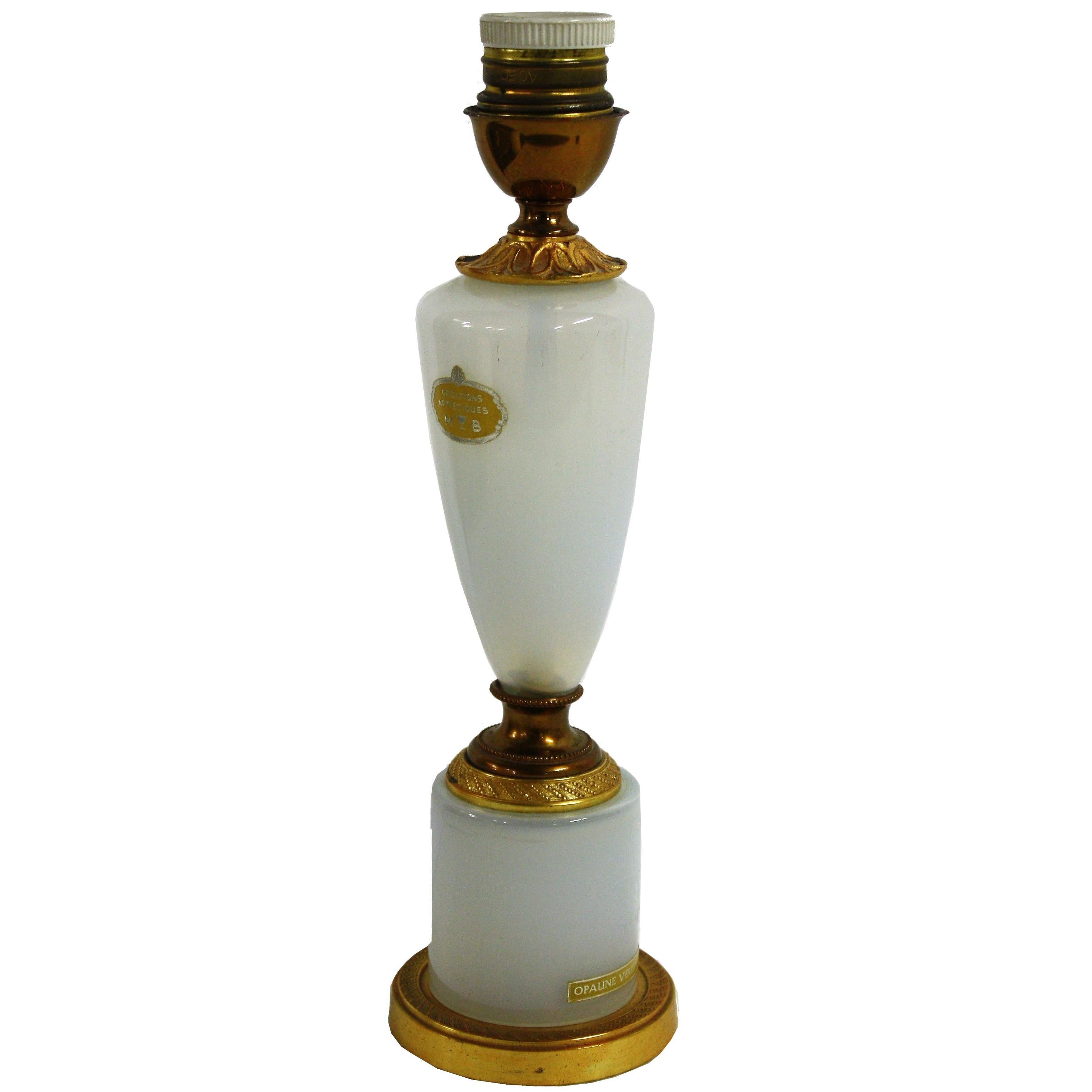Vintage Opaline Table Lamp Made in France, 1960s For Sale at 1stDibs