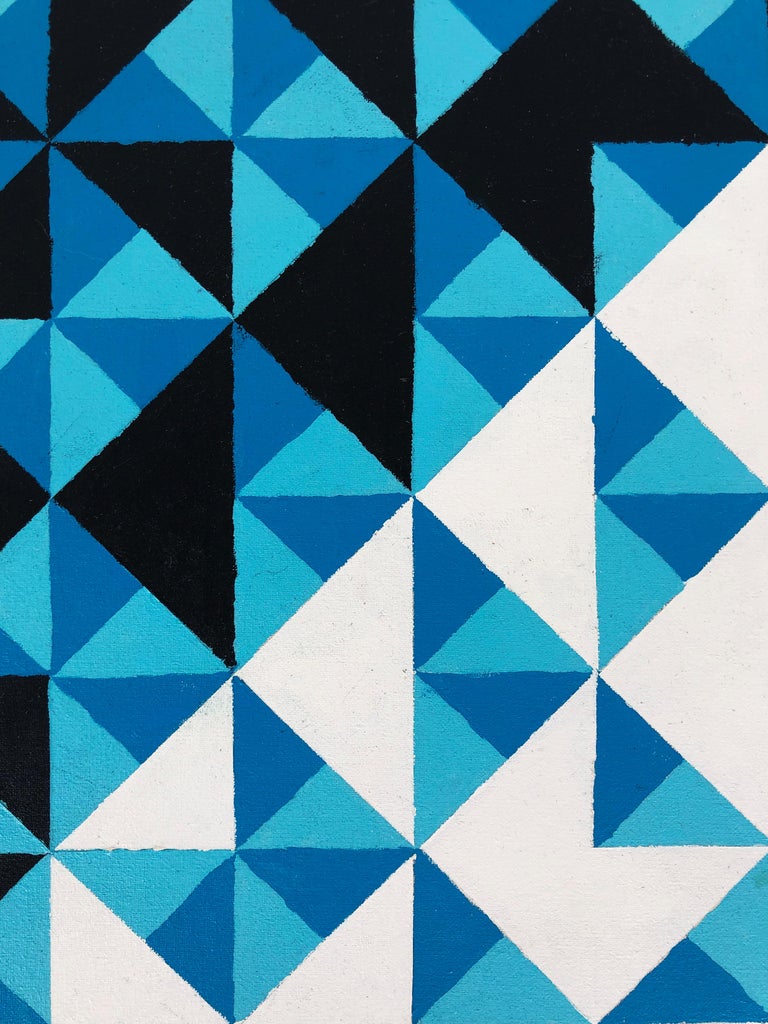 Vintage Optical Op Art Geometric Abstract Acrylic Painting on Canvas ...