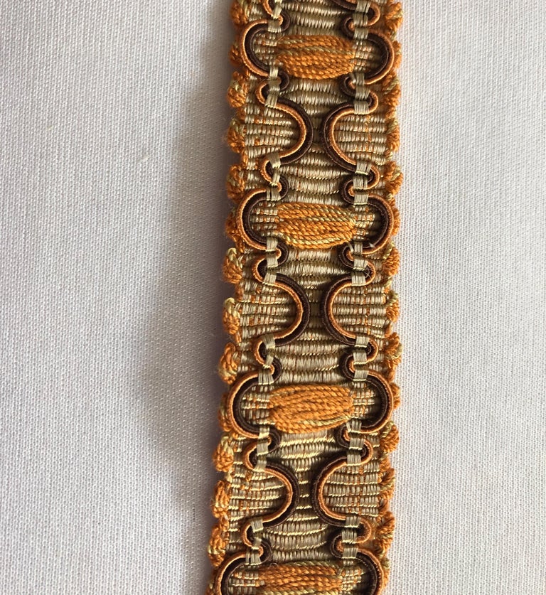 Vintage Orange and Brown Braided Gimp Silk Decorative Trim For Sale at ...