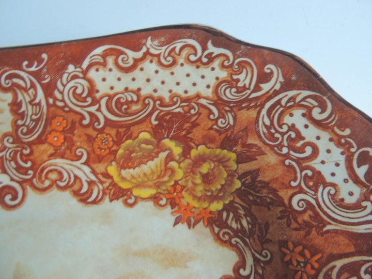 Vintage Orange and Green Stoneware Large Platter For Sale at 1stDibs