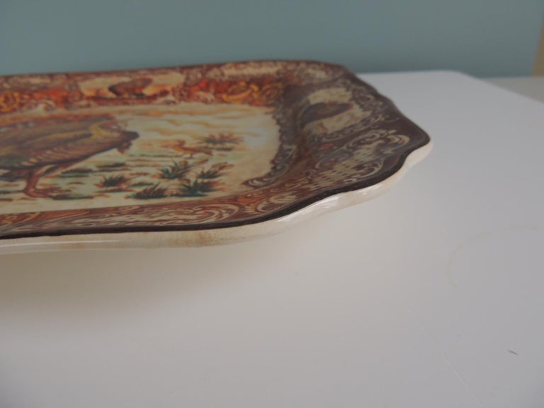 Vintage Orange and Green Stoneware Large Platter For Sale at 1stDibs