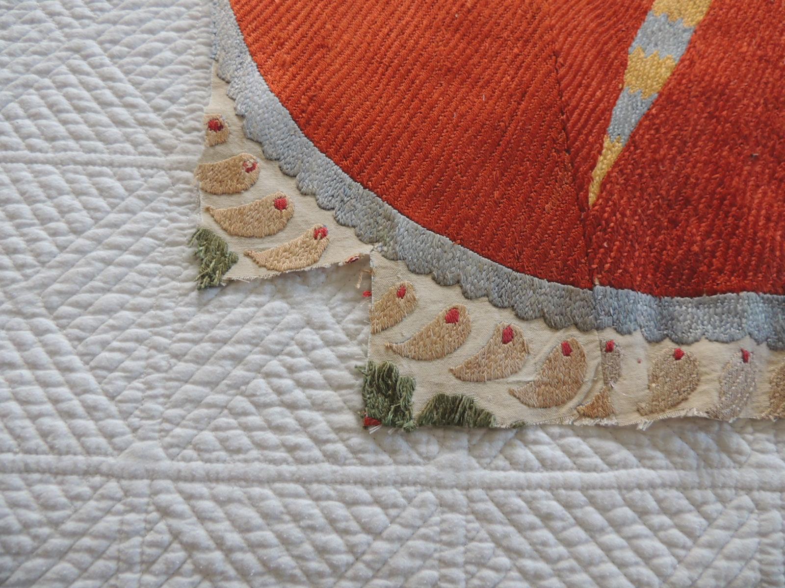 Vintage Orange and Yellow Suzani Textile Fragment For Sale at 1stDibs