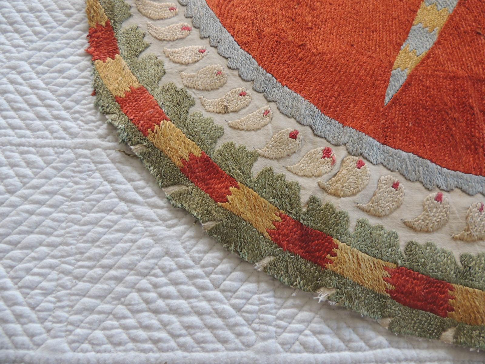 Vintage Orange and Yellow Suzani Textile Fragment For Sale at 1stDibs