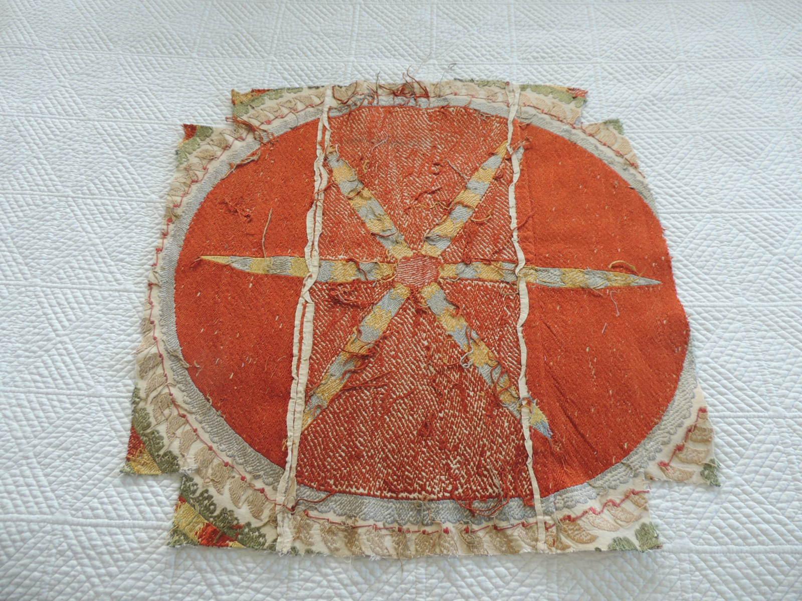 Vintage Orange and Yellow Suzani Textile Fragment For Sale at 1stDibs