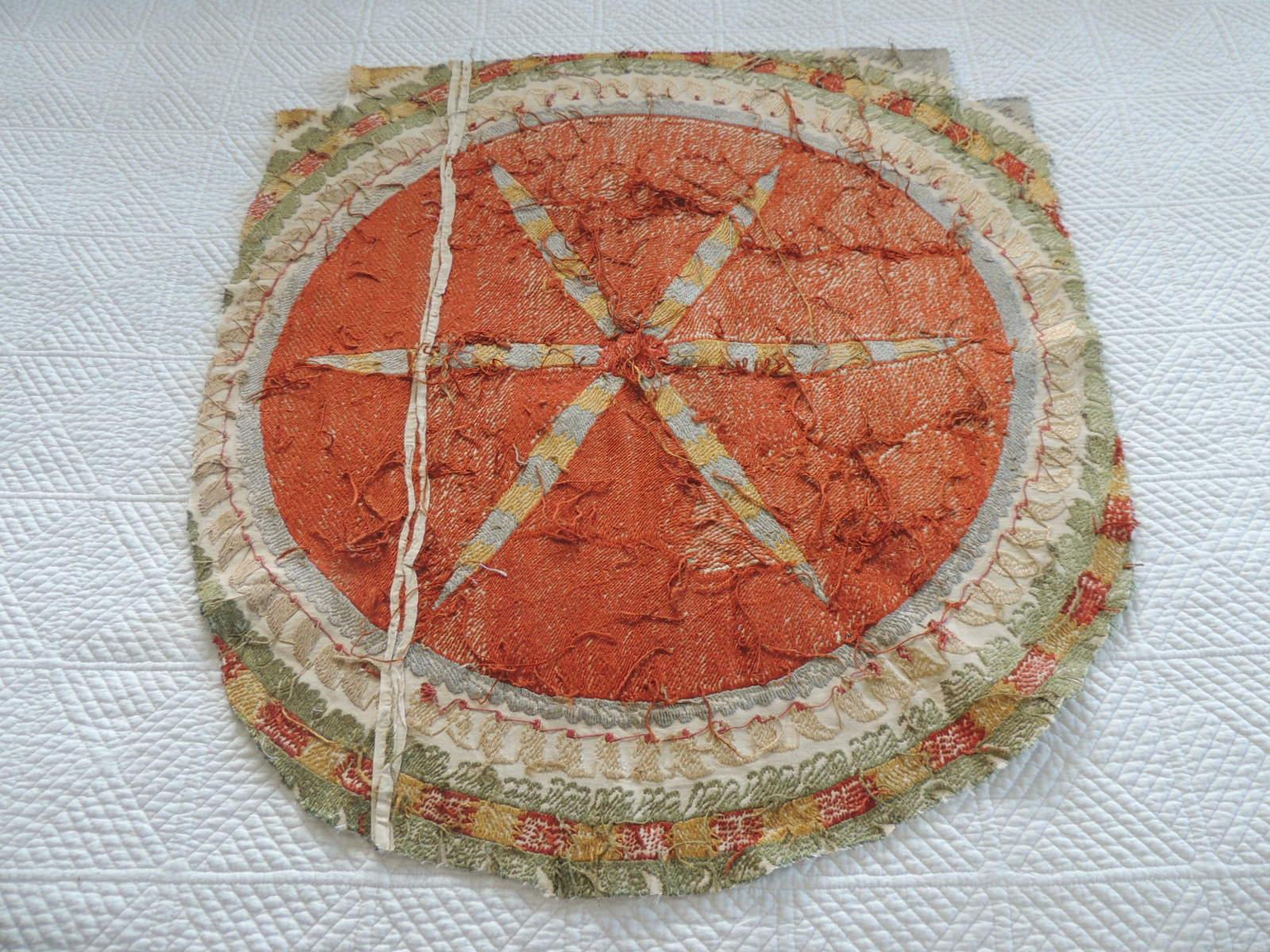 Vintage Orange and Yellow Suzani Textile Fragment For Sale at 1stDibs