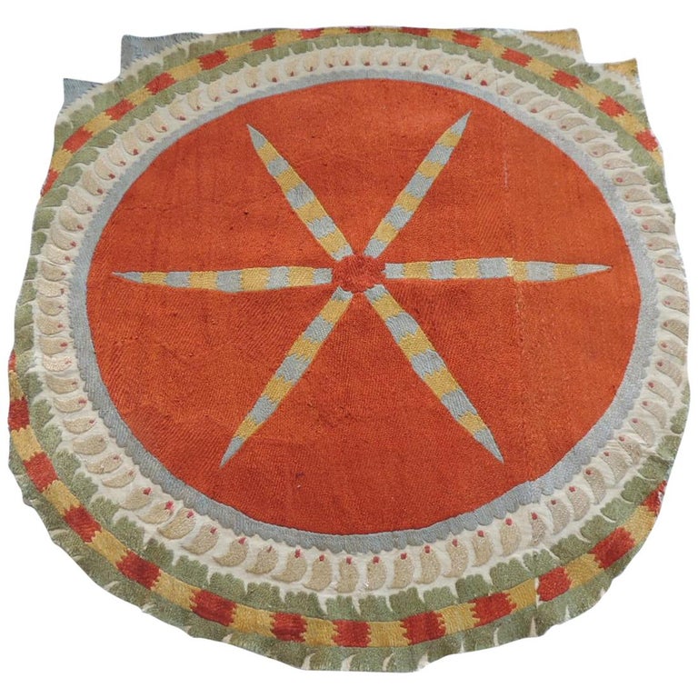 Vintage Orange and Yellow Suzani Textile Fragment For Sale at 1stDibs
